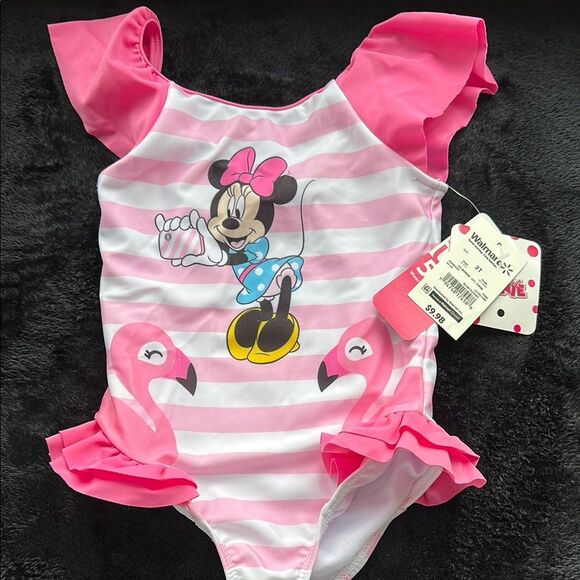 Disney | Swim | Disneyminnie Mouse Pink Striped Swimsuit | Poshmark